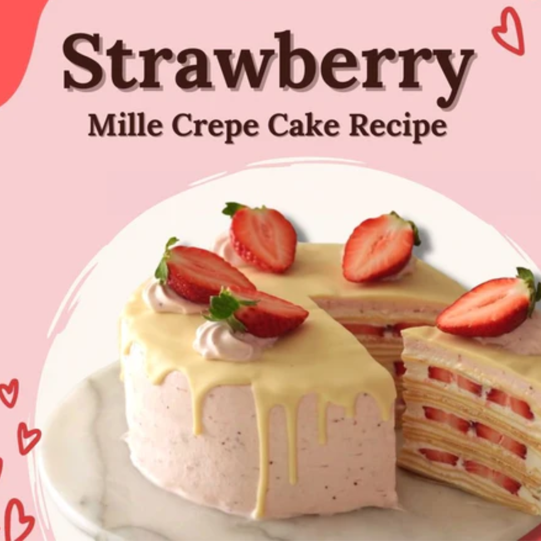 Strawberry Mille Crepe Cake – Axquisite Pte Ltd