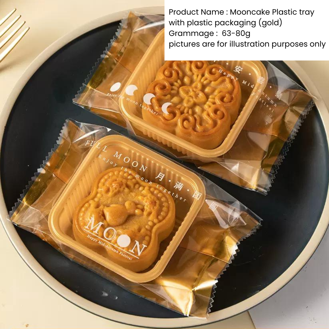 [PRE-ORDER] Mooncake Plastic tray with plastic packaging 63-80g (gold ...